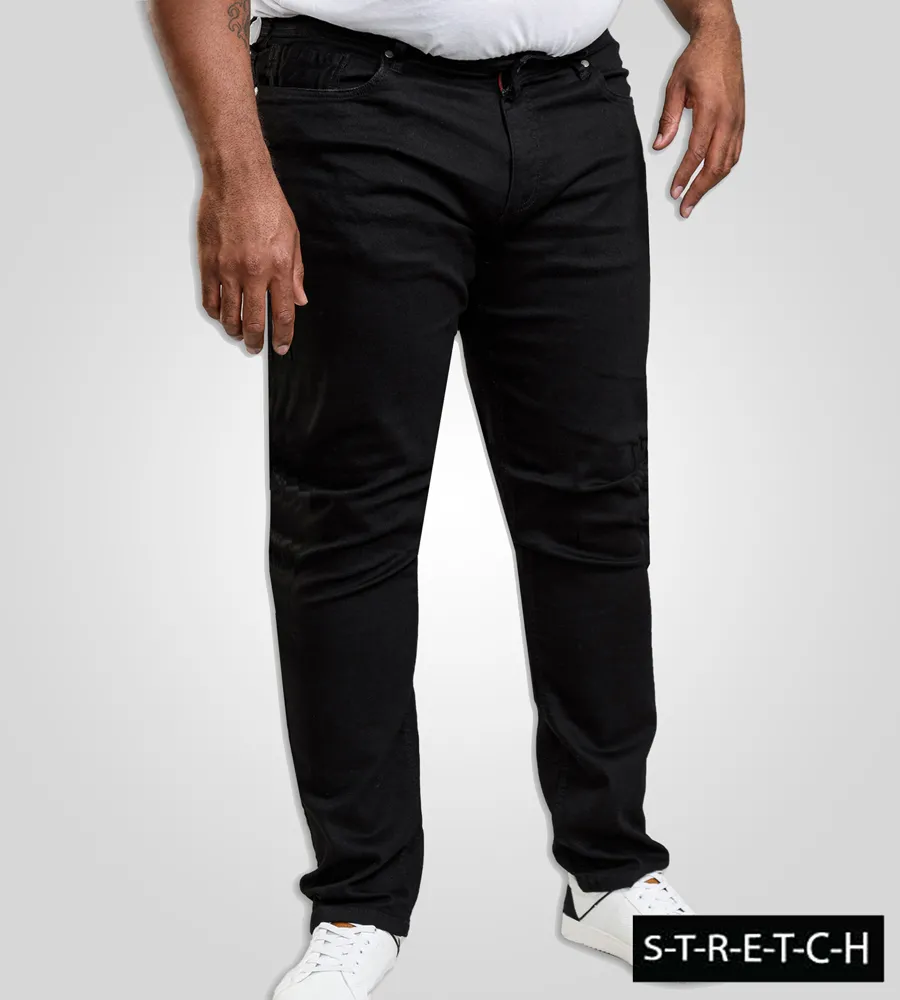 Duke Direct D555 Big Mens Tapered Fit Stretch Jeans In Black CLAUDE K